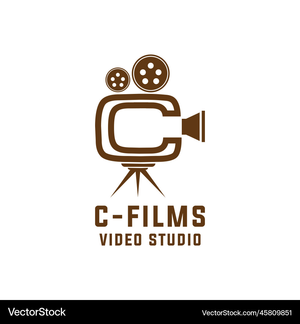 Abstract initial letter c combined with movie Vector Image