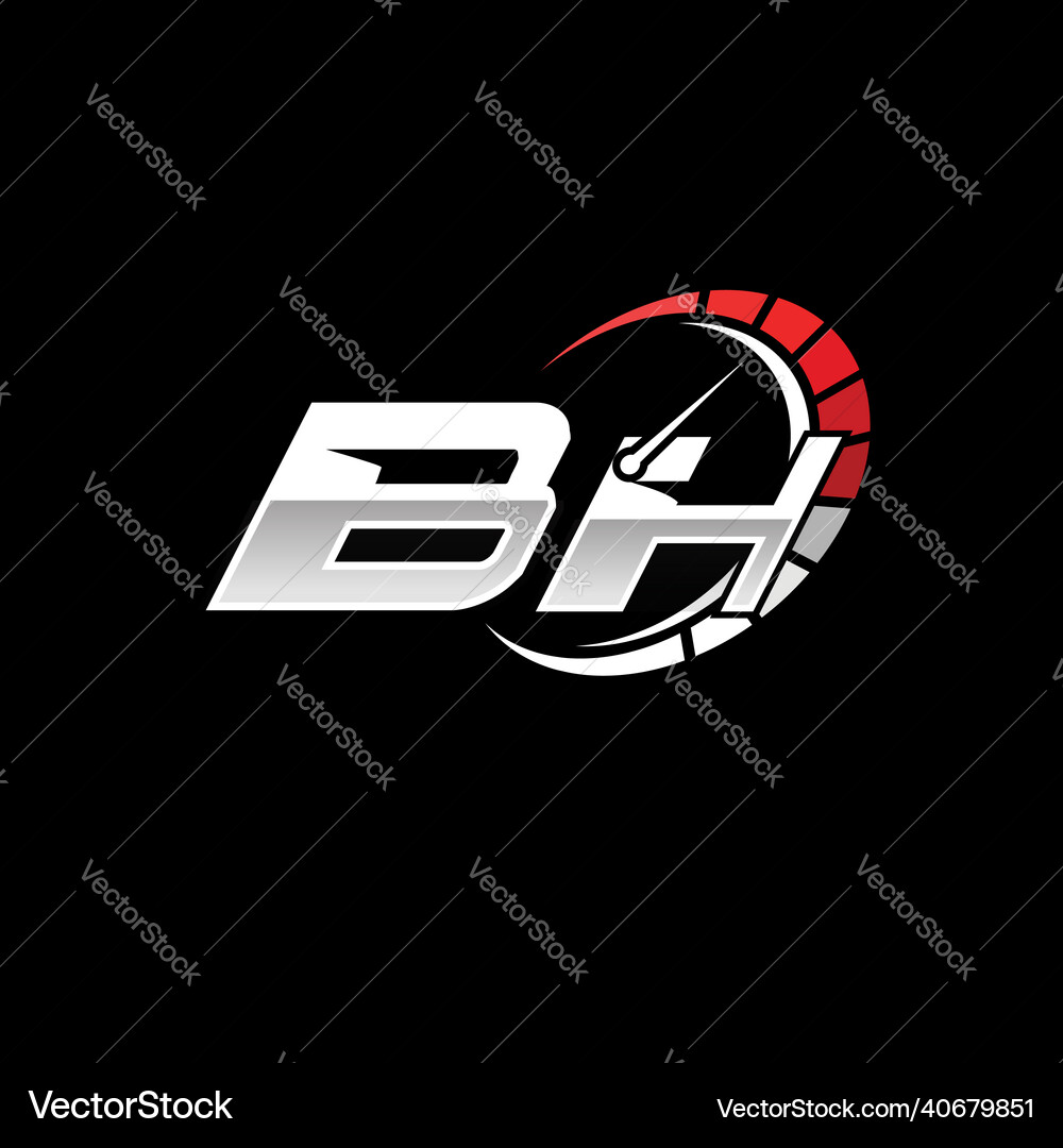 Bh logo letter speed meter racing style Royalty Free Vector