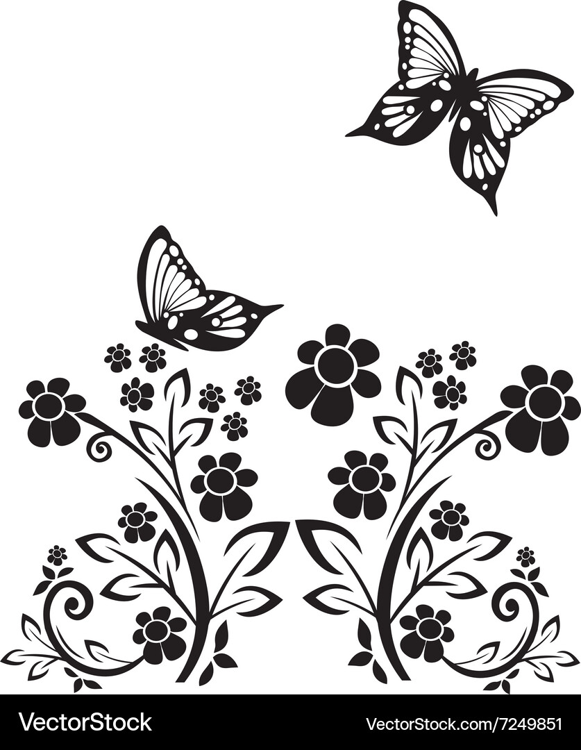 Butterflies and flowers 15 Royalty Free Vector Image