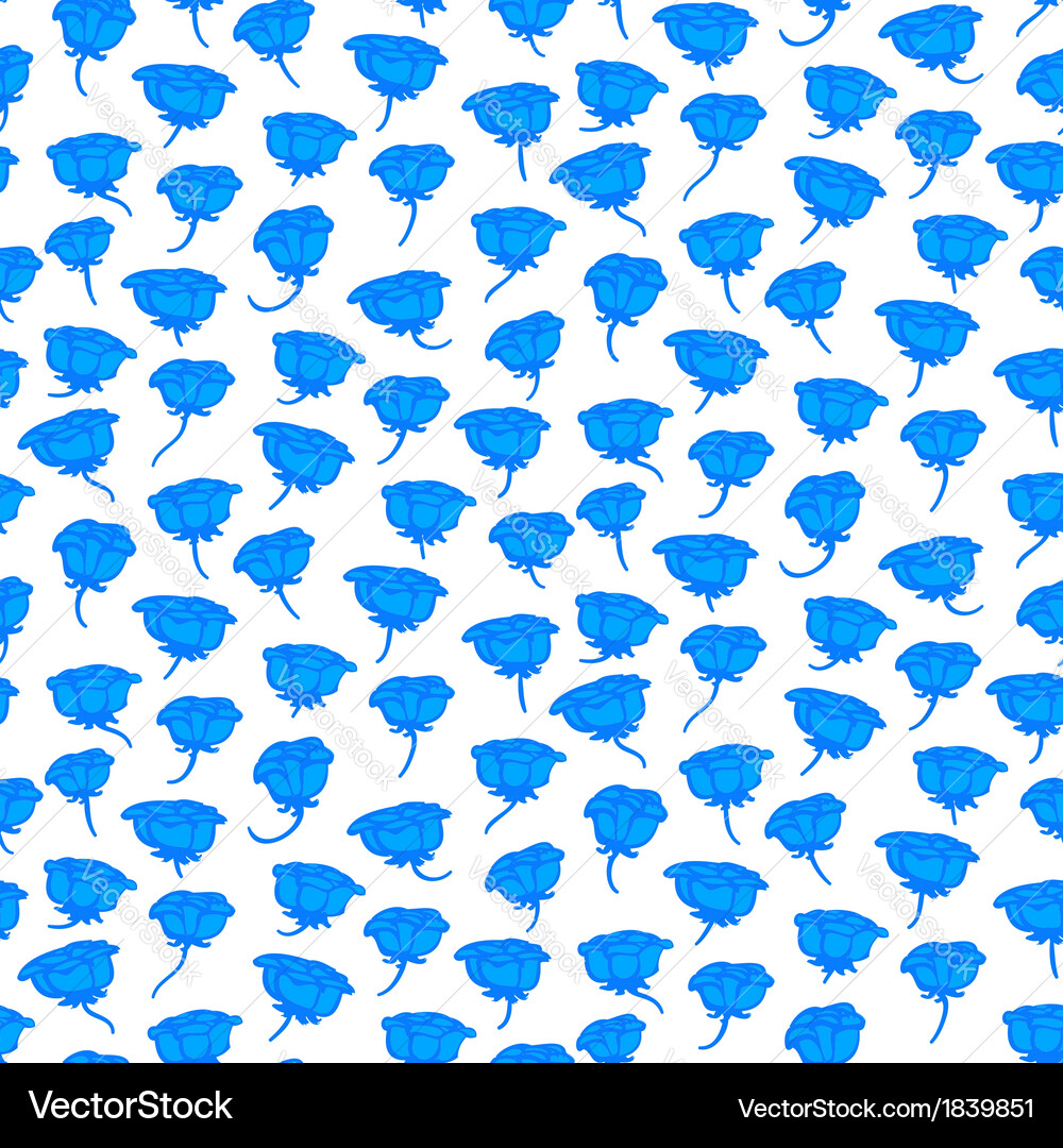 Grunge floral pattern with hand drawn blue roses Vector Image