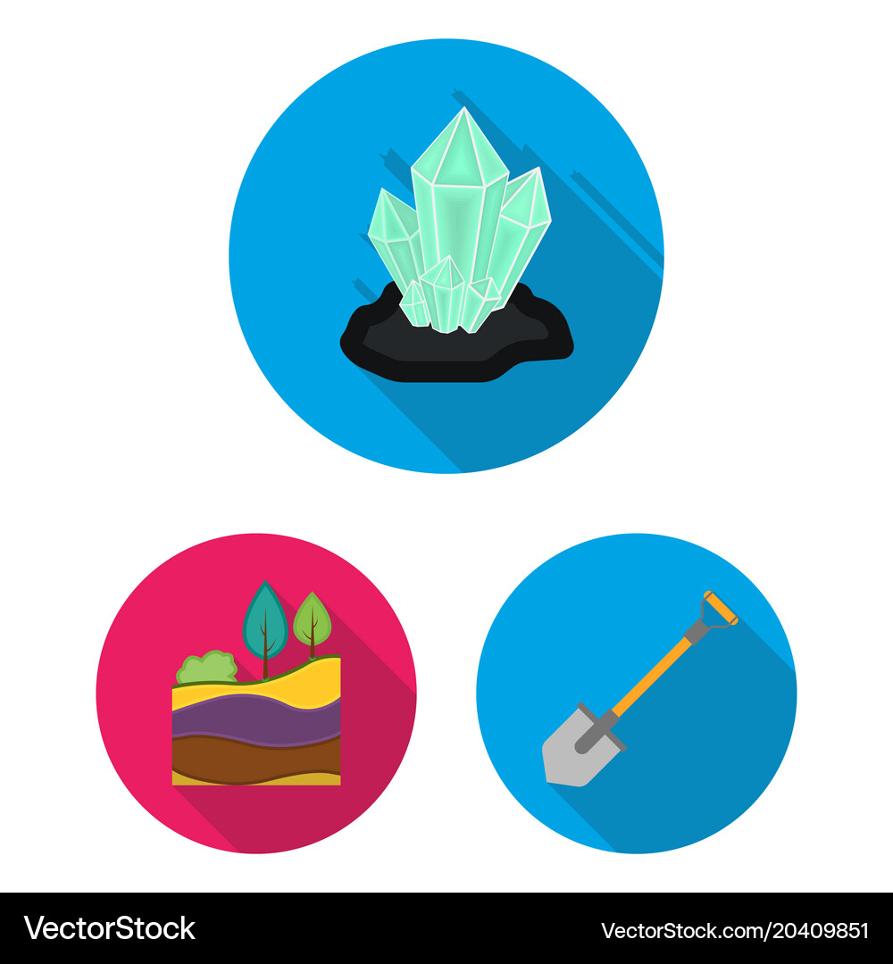 Mining industry flat icons in set collection for Vector Image