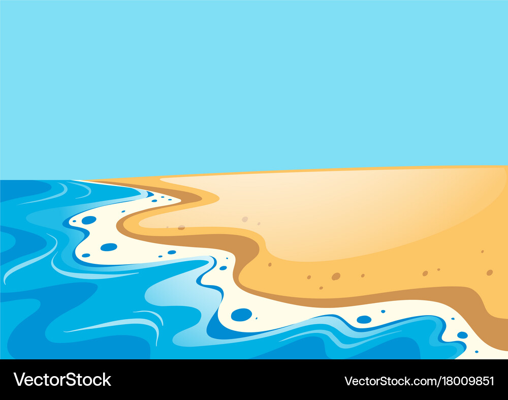 Nature scene with ocean and beach Royalty Free Vector Image