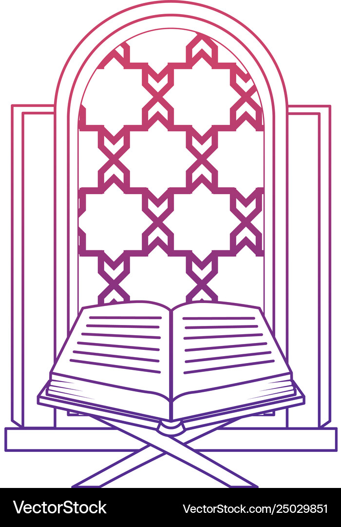 Sacred book with temple window religious icon Vector Image