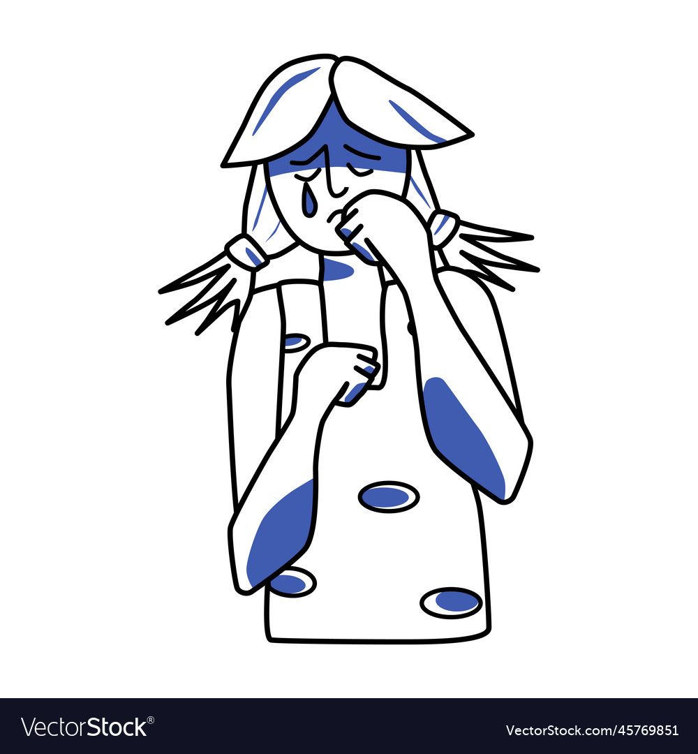 Sad girl emotion of melancholy sadness teenager Vector Image