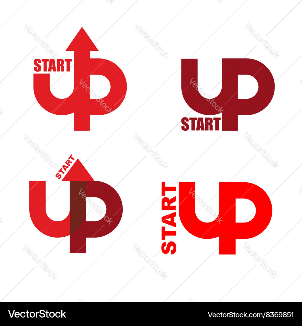 Start up set logo emblem to business Royalty Free Vector