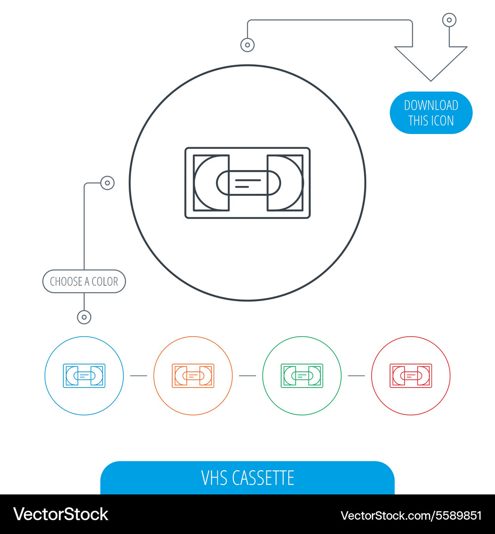 Video cassette icon vhs tape sign Royalty Free Vector Image