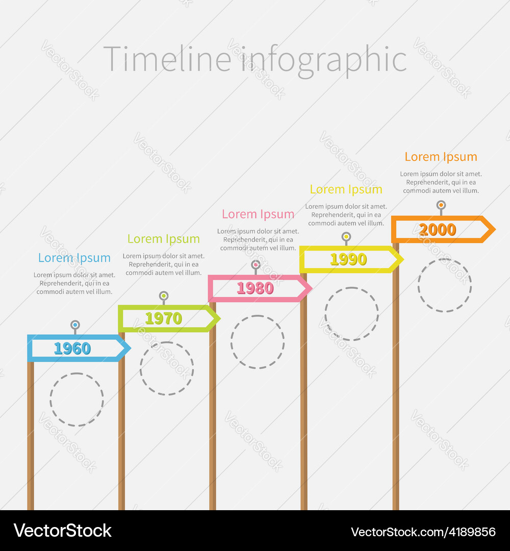 Arrow flag on sticks timeline infographic circle Vector Image