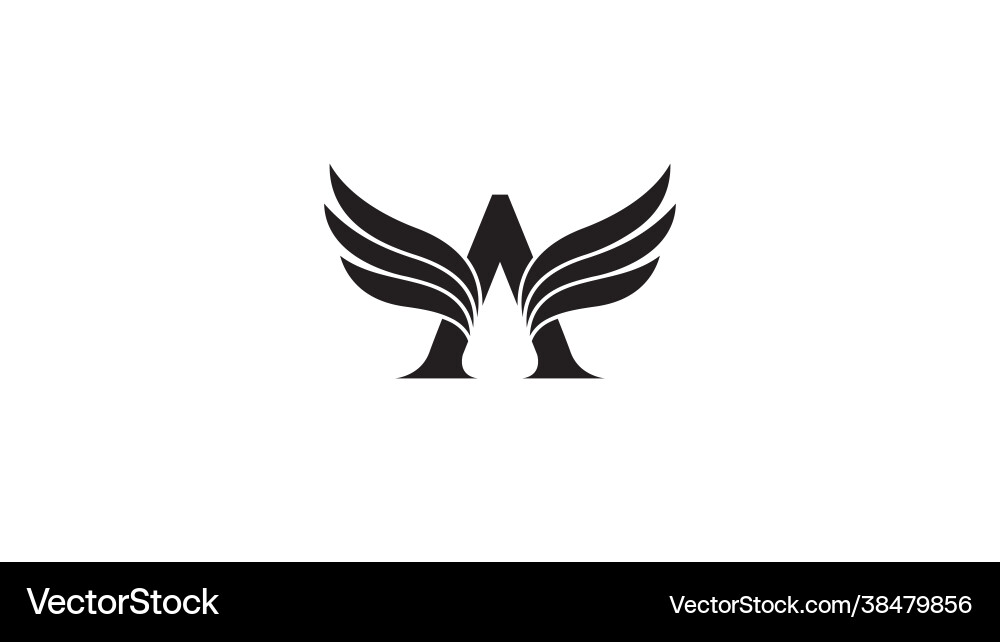 Creative black wings a letter alphabet logo Vector Image