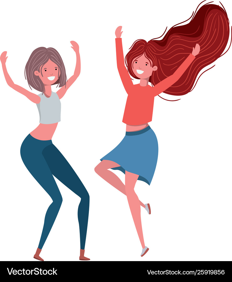 Dancing women in white background Royalty Free Vector Image