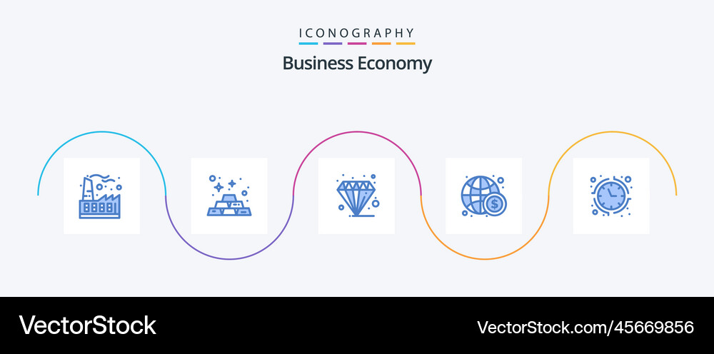 Economy blue 5 icon pack including banking Vector Image
