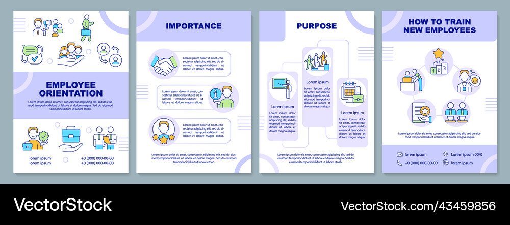 Employee orientation purple brochure template Vector Image