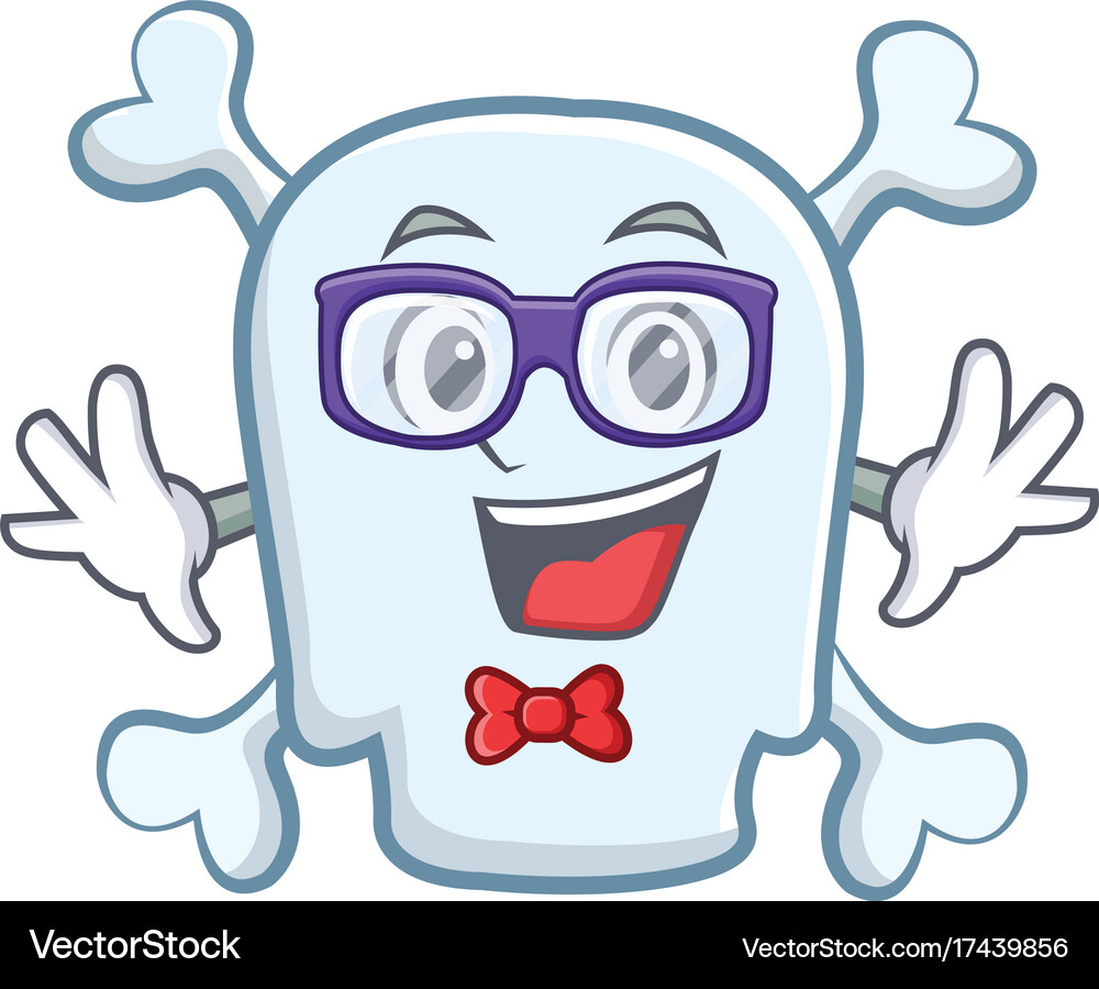 Geek skull character cartoon style Royalty Free Vector Image