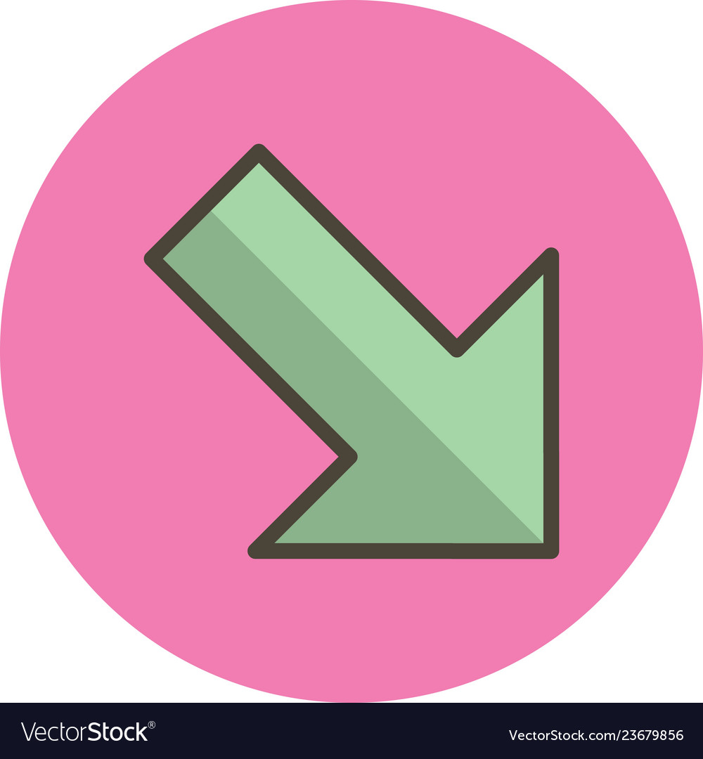 Right down icon Royalty Free Vector Image - VectorStock