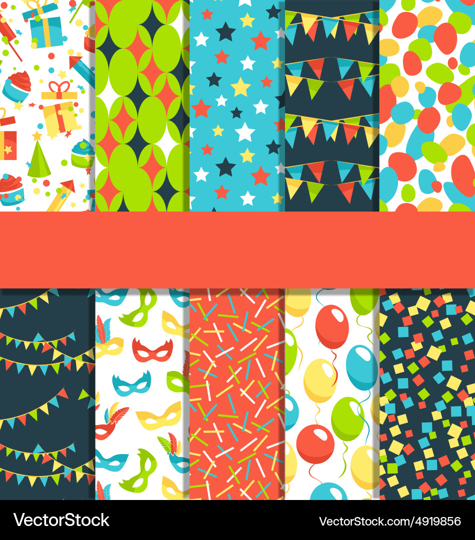 Set 10 seamless bright celebration festive Vector Image