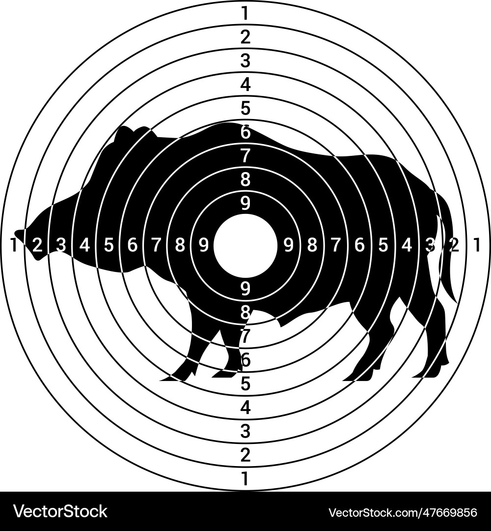 Target shooting gallery with boar black silhouette