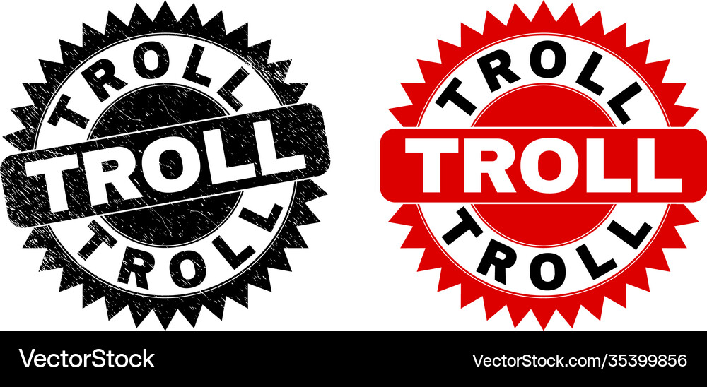 Troll black rosette stamp seal with grunged style Vector Image
