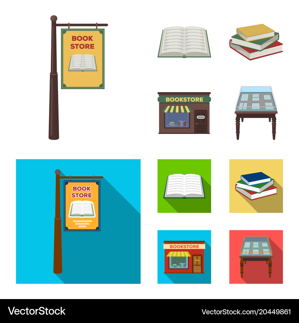 A signboard bookstore stack of books Royalty Free Vector