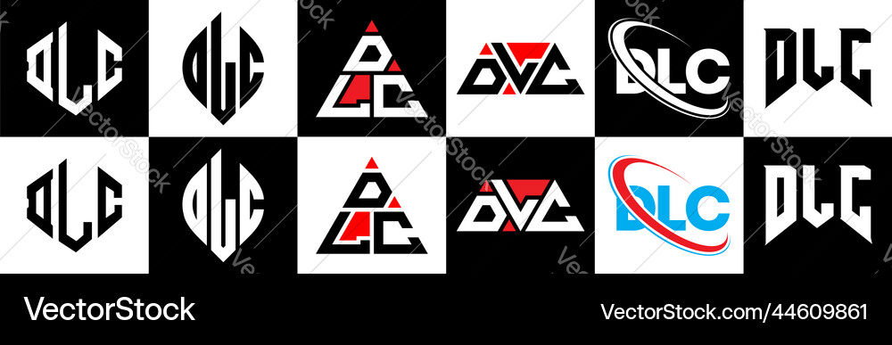 Dlc letter logo design in six style polygon Vector Image