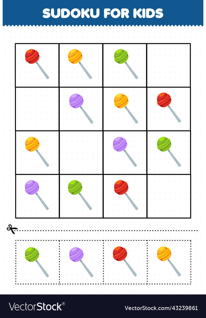 Education game for children sudoku kids Royalty Free Vector