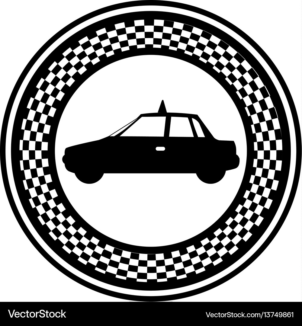 Emblem taxi side car icon Royalty Free Vector Image