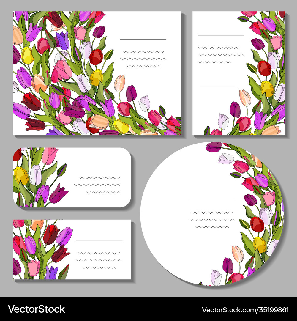 Floral spring templates with colorful tulips Vector Image