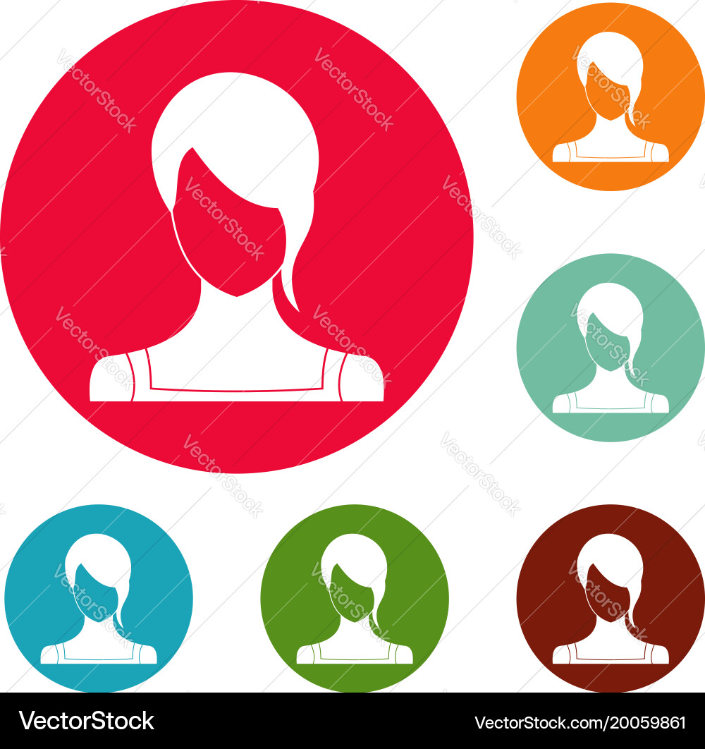 Girl avatar icons circle set Royalty Free Vector Image