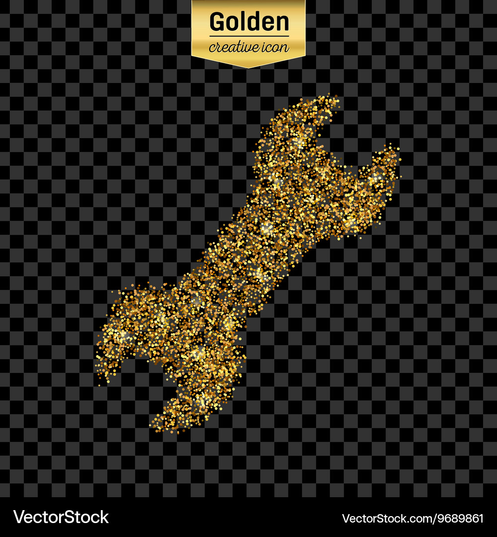 Gold glitter icon of spanner isolated Royalty Free Vector