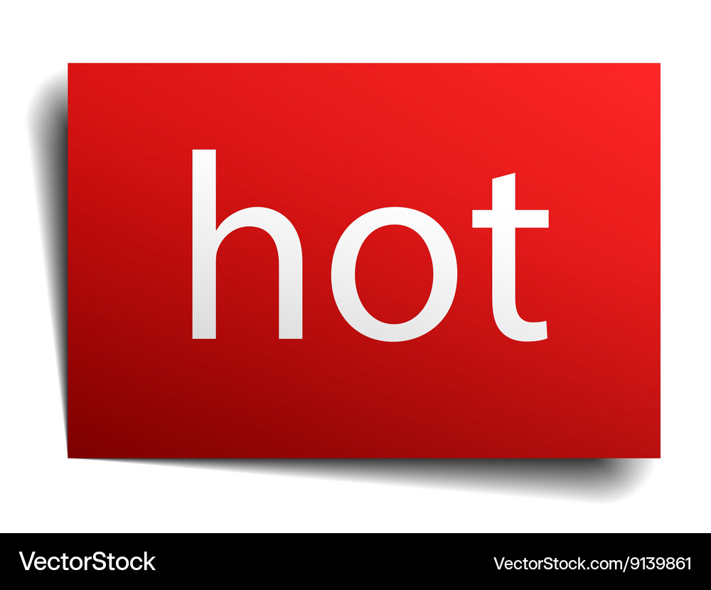 Hot red square isolated paper sign on white Vector Image