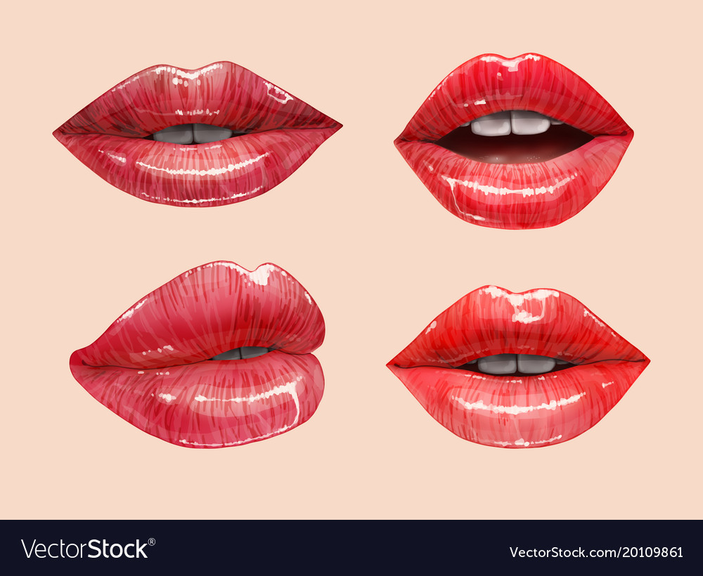 Red lips set Royalty Free Vector Image - VectorStock