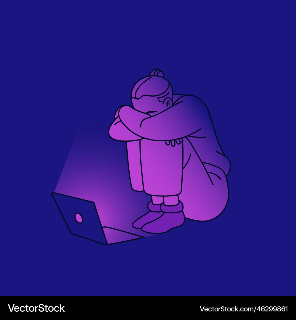 Sad depressed upset character in despair Vector Image