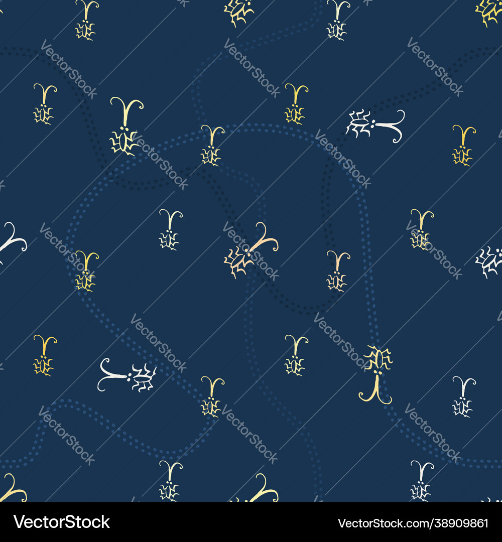 Seamless pattern with bugs and traces Royalty Free Vector