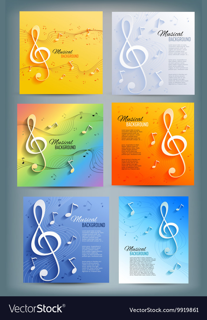 Set of musical banners with key and notes Vector Image