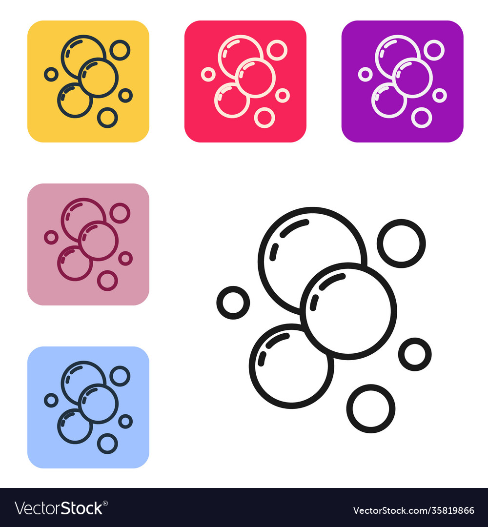 Black line soap water bubbles icon isolated Vector Image