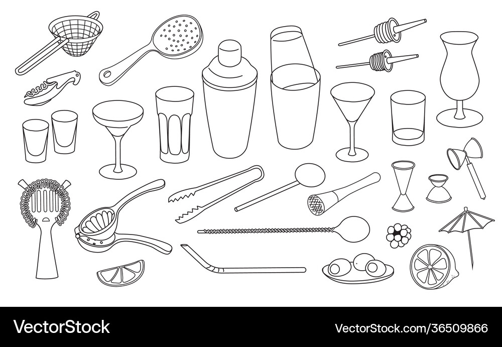Collection set hand-drawn doodle cartoon style Vector Image