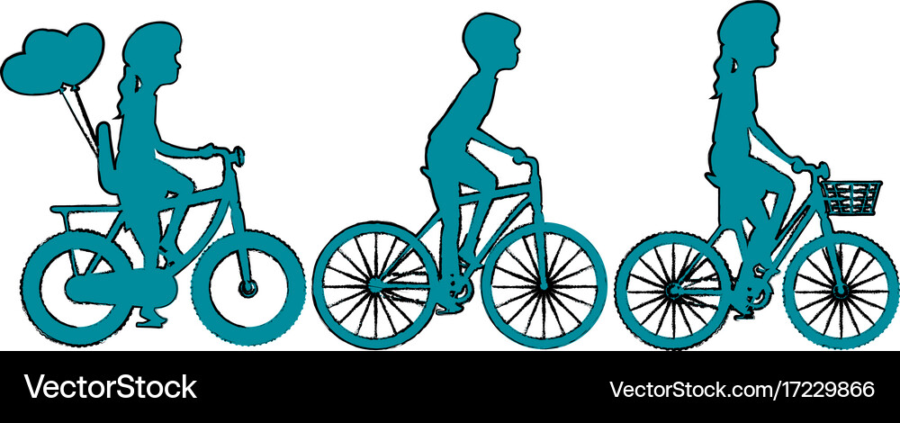 Cycling people riding a bicycle Royalty Free Vector Image