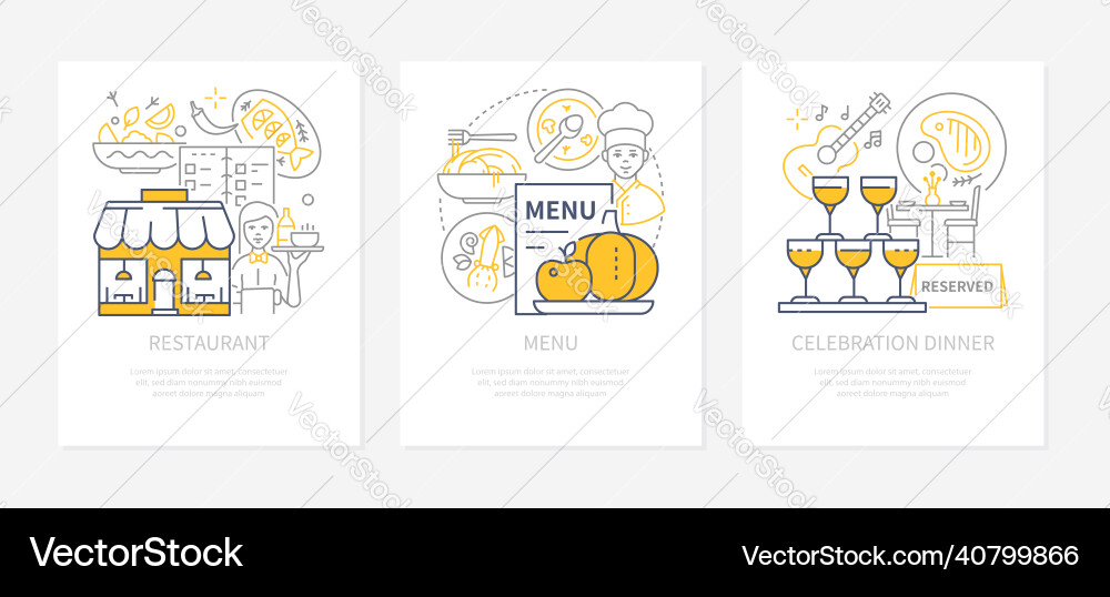 Dinner at the restaurant - modern line design Vector Image