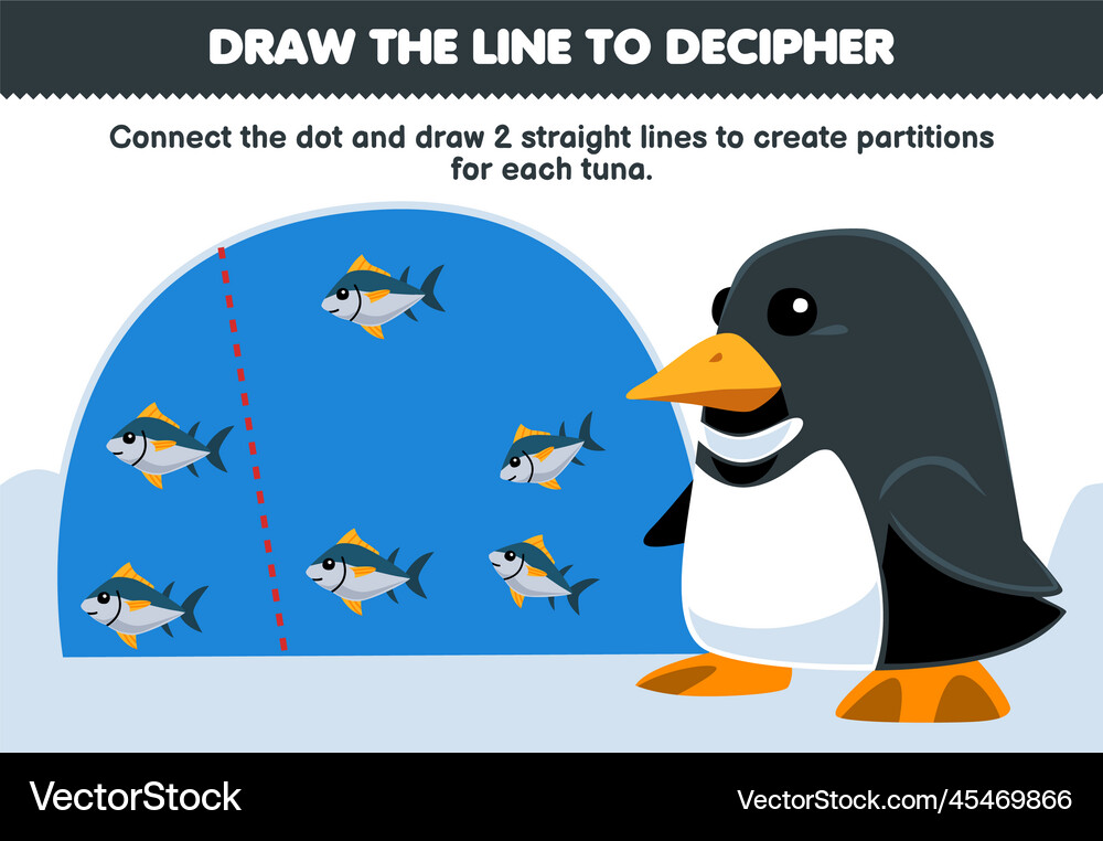 Education game for children help penguin draw the Vector Image
