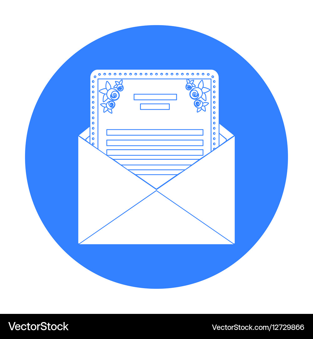 Envelope with invitation card icon in black style Vector Image