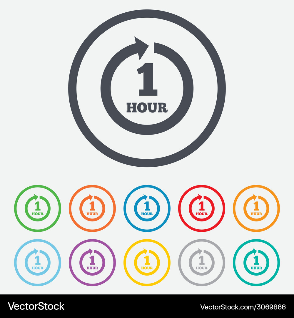 Every hour sign icon full rotation arrow Vector Image