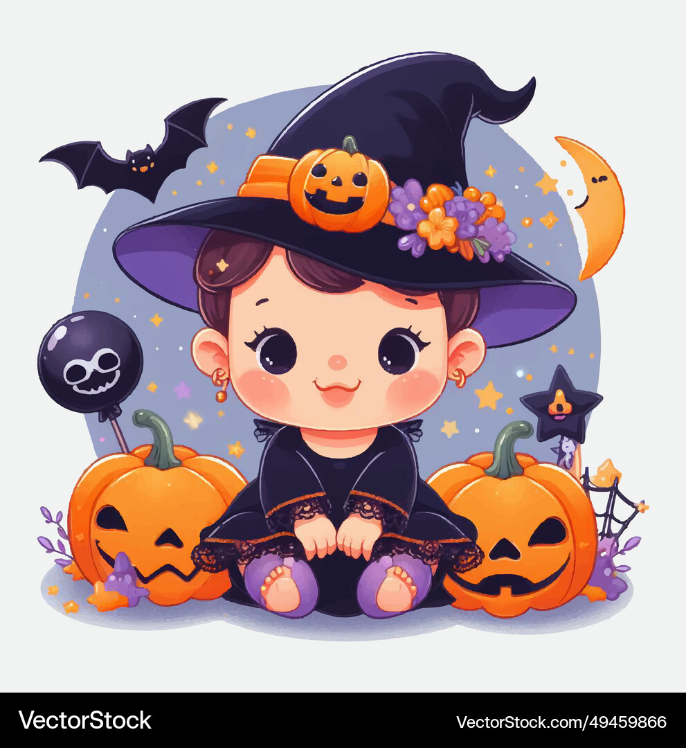 Halloween cute baby witch file Royalty Free Vector Image