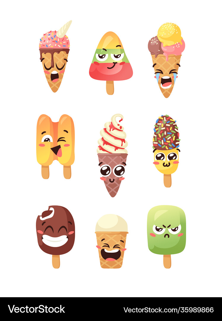 Hand drawn ice cream artistic drawing summer Vector Image