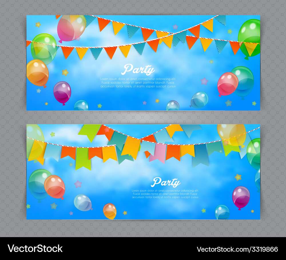 Party banner with flags and balloons Royalty Free Vector