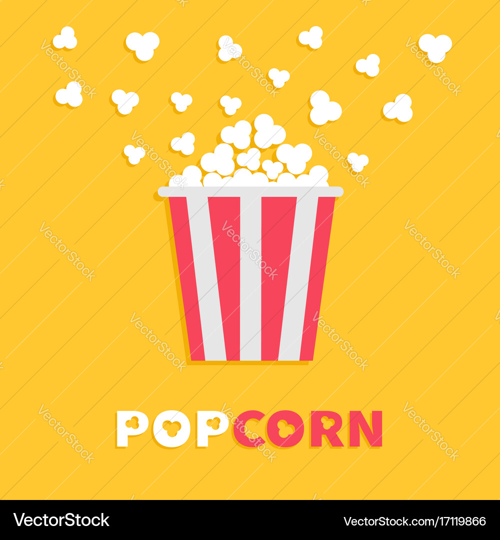 Popcorn popping red yellow strip box package Vector Image
