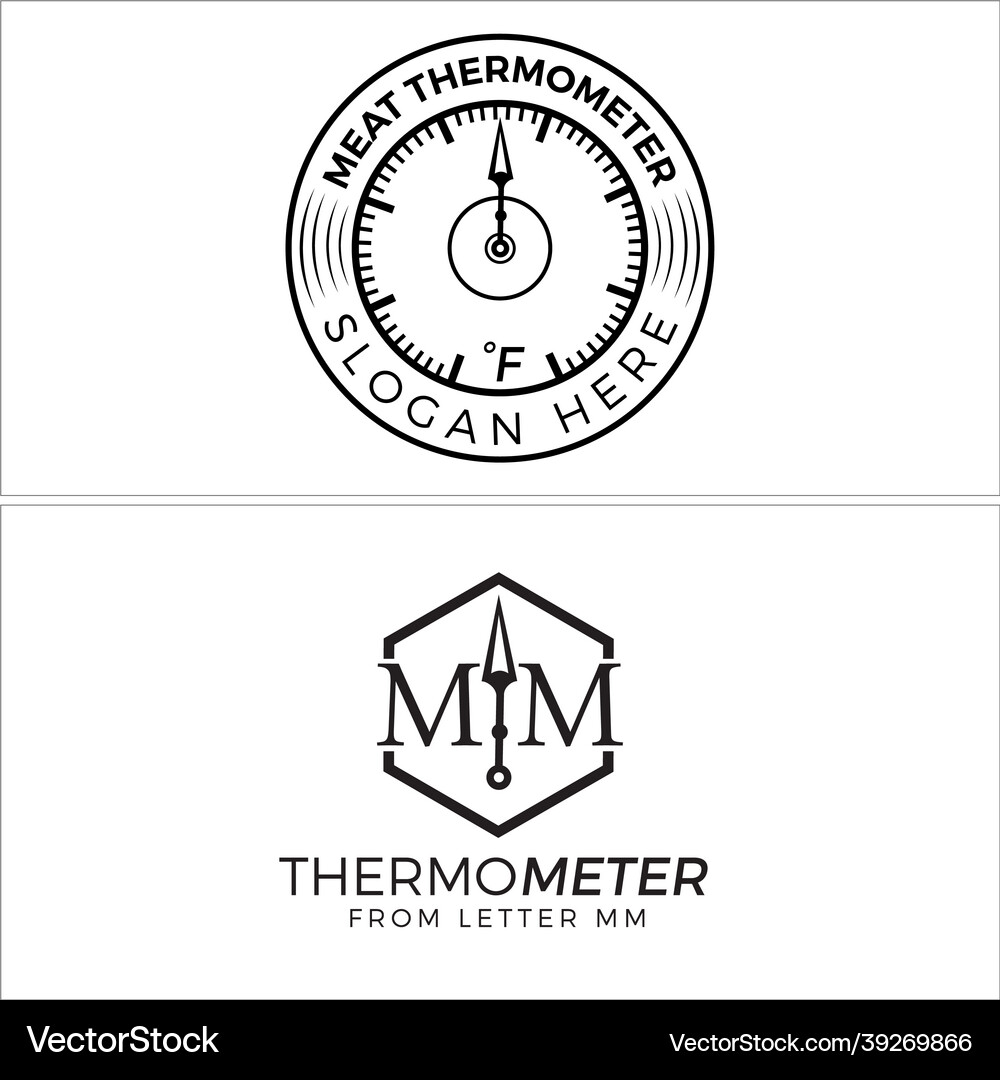 Retail meat thermometer emblem logo design Vector Image
