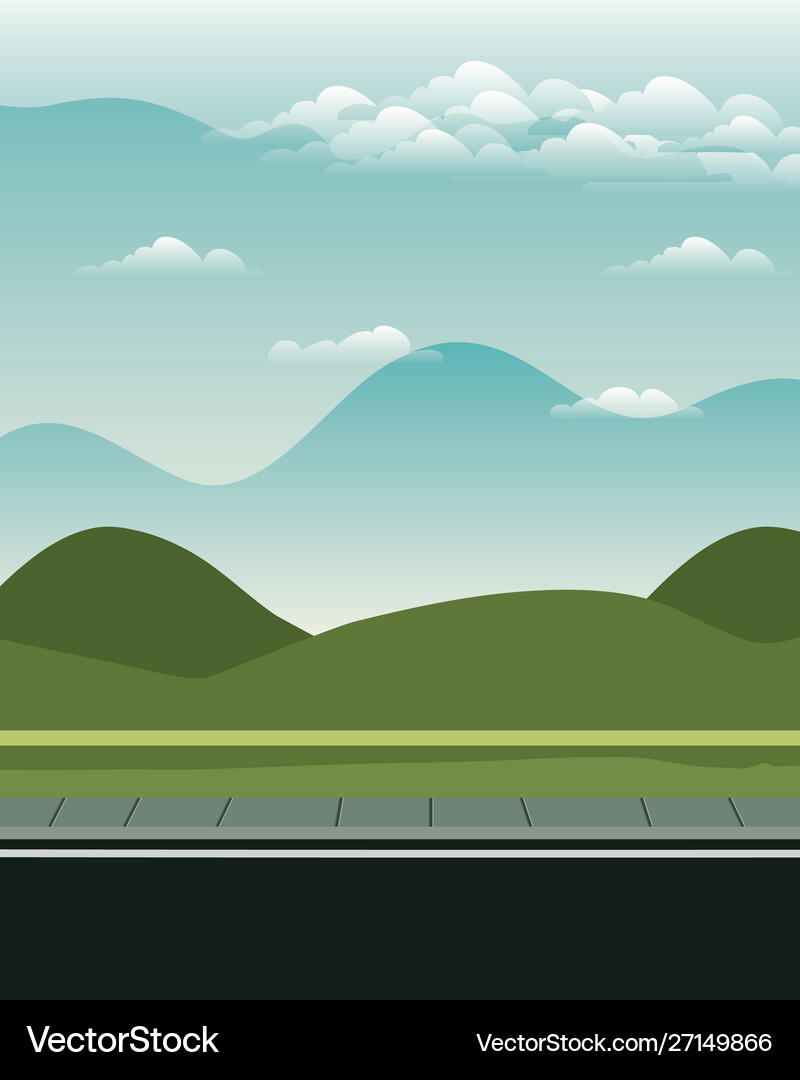 Road and landscape scene icon Royalty Free Vector Image