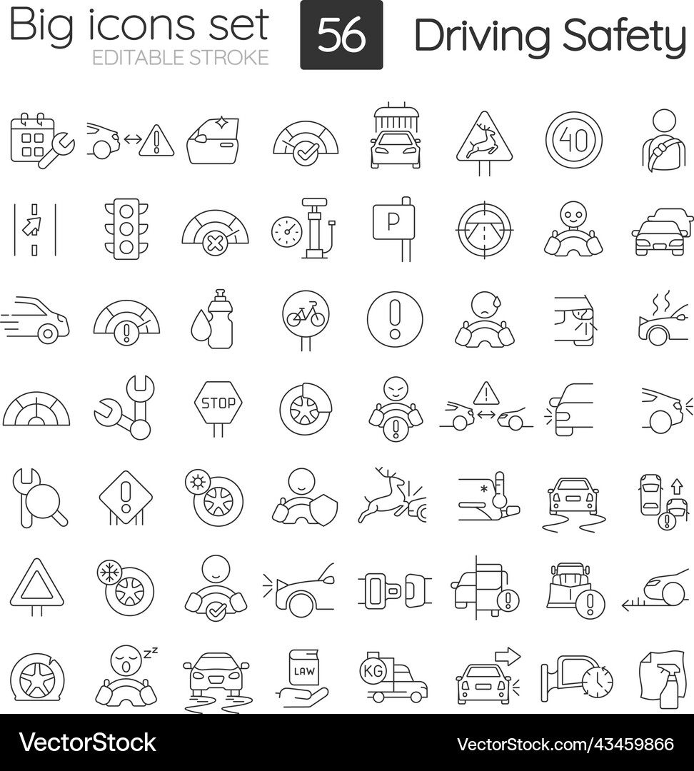 Road Safety Linear Icons Royalty Free Vector Image