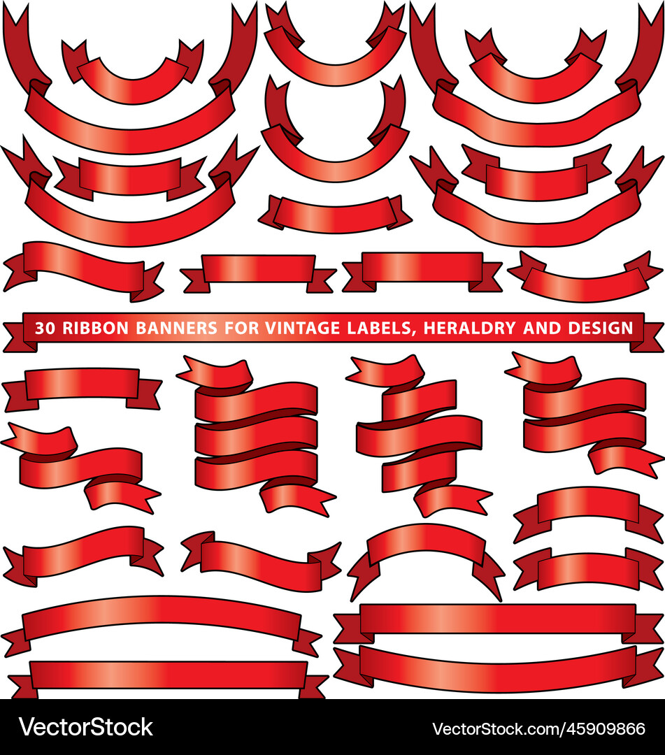 Set of red ribbon banners Royalty Free Vector Image