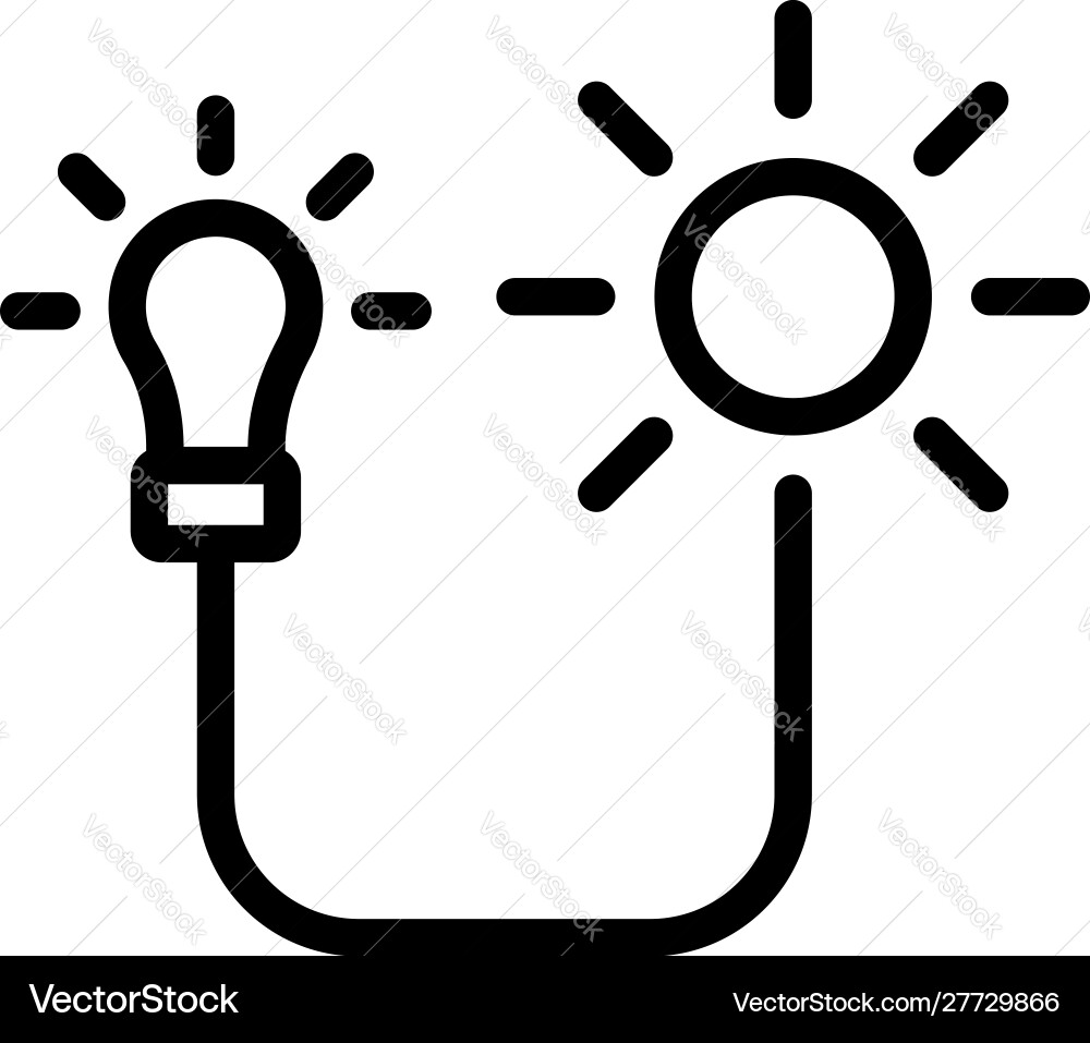Solar energy bulb icon outline style Royalty Free Vector