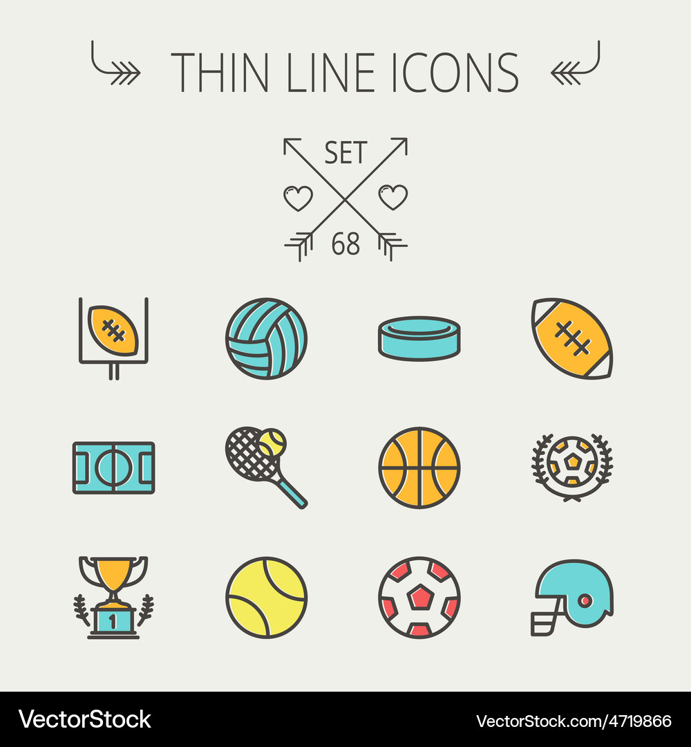 Sports Line Icon Set Royalty Free Vector Image