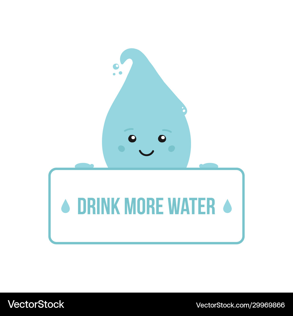 Water drop character asking to drink more Vector Image